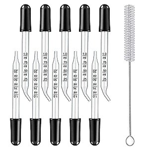 MEETOOT 10pcs Dropper 5 Straight Tip + 5 Bent Tip Measured Dropper 1ml Glass Pipette for Lab, Perfume, Essential Oil