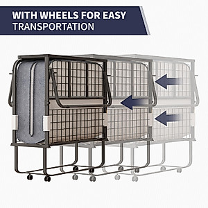 ijuicy Folding Bed,75" x 31" Rollaway Bed with 5”Thickness Mattress for Adults,High Rebound Foam Filling,Folding Bed with Storage Cover,Steel Frame with 4 Movable and Lockable Wheels