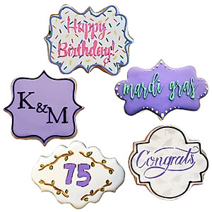 Plaque Cookie Cutters 5-Pc. Set Made in USA by Ann Clark, Square Plaque, Oval Plaque, Photo Plaque, Long Fancy Plaque, Square Plaque