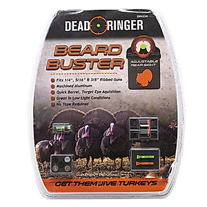 Dead Ringer Beard Buster Shotgun Sight, Aluminum Base with Orange Compass Point Sight, Turkey & Duck Hunting Shotgun Sights, Black