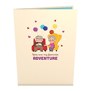 Lovepop Disney and Pixar Up My Greatest Adventure Valentine Pop Up Card, 5" x 7" - 3D Greeting Card, Valentine's Day Card, Pop Up Card for her