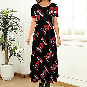 This is Dog House We Just Pay The Rent Women's Dress Short Sleeve Long Maxi Dresses Casual Loose Dresses XS