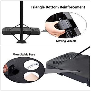 GYMAX Basketball Hoop, 6.5-10FT Height Adjustable Basketball System with 3’’ Thick Tube, Shatterproof Backboard, 2 Wheels, All Weather Portable Basketball Goal for Kids Teens Adult, Indoor Outdoor Gym