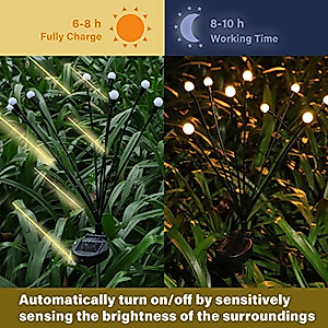 Romdecyn Firefly Lights Solar Outdoor Waterproof , 8 LED Starburst Swaying Solar Powered Firefly Path Lights Decoration for Garden Patio Party Holiday Landscape Pathway, Warm White (4Pack)