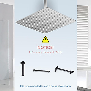 KINLIV 16 inch Large Rain Shower Head Ceiling Mounted - All Metal 304 Stainless Steel, Full Body Rainfall Shower with 324 Silicone Nozzles - Waterfall Bathroom Square Showerheads, Chrome Polished