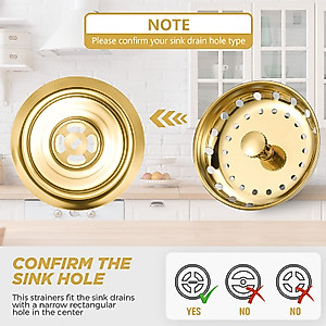 Retisee 2 Pcs Gold Kitchen Sink Stopper Strainer Stainless Steel Sink Filter for Universal 3-1/2 Inch Kitchen Sink Drain Replacement