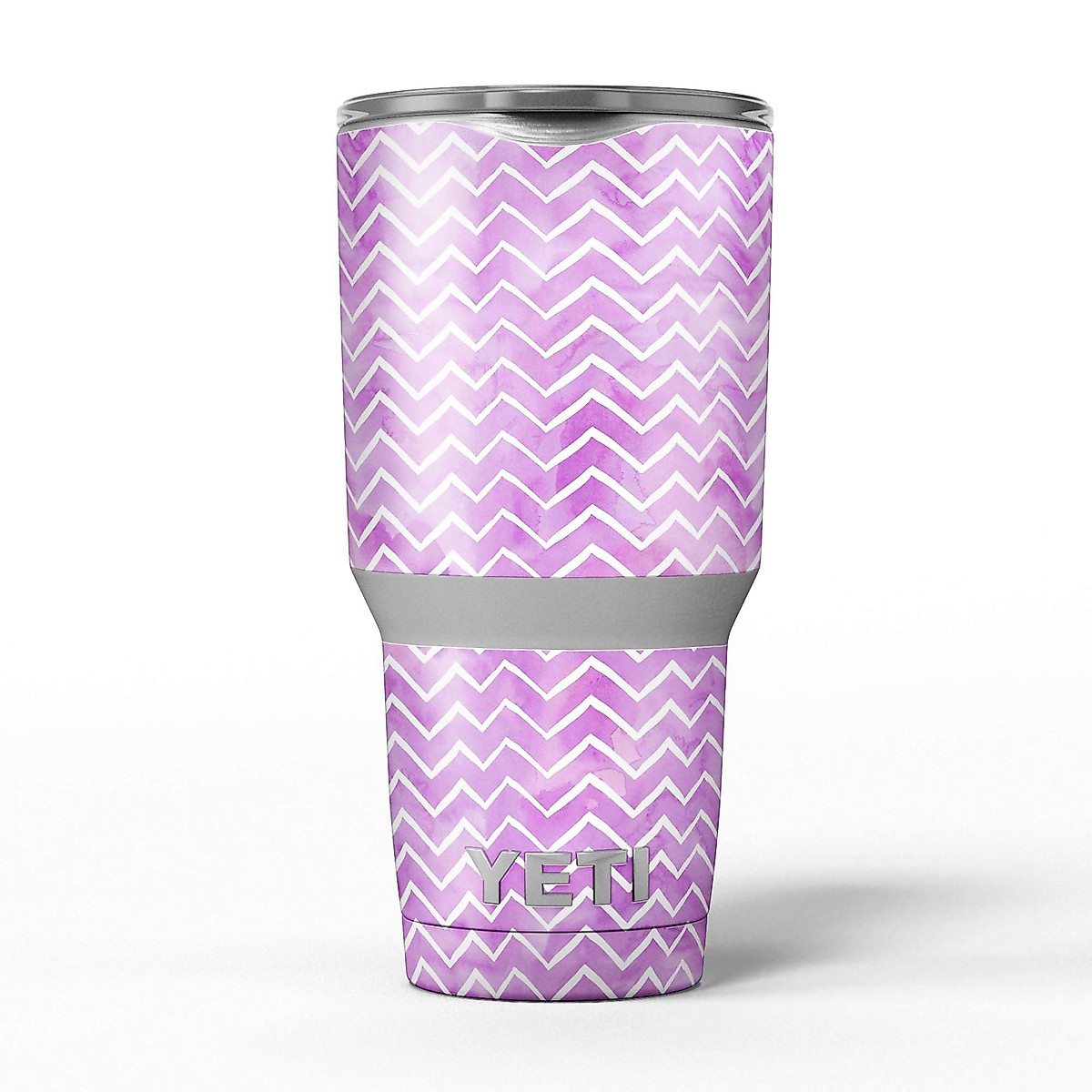 Design Skinz White Chevron Over Purple Grunge Surface - Skin Decal Vinyl Wrap Kit Compatible with The Yeti Rambler Cooler Tumbler Cups
