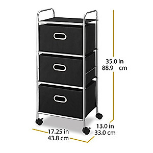 Whitmor 3 Drawer Rolling Cart - Home and Office Storage Organizer