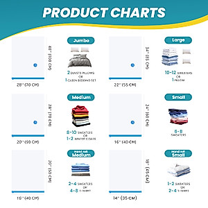 YSSOA Vacuum Storage Bags, 8pack-Jumbo Space Saver Vacuum Storage Bags, Vacuum Seal Bags for Clothing, Clothes, Comforters and Blankets Transparent