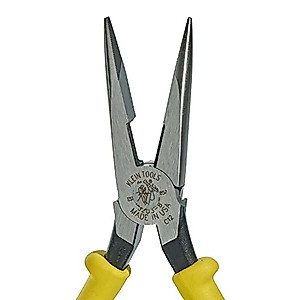 Klein Tools J203-8 8-Inch Needle Nose Pliers, Heavy Duty Cutting, Extended Handles, High Leverage, Induction Hardened with Hot-Riveted Joint