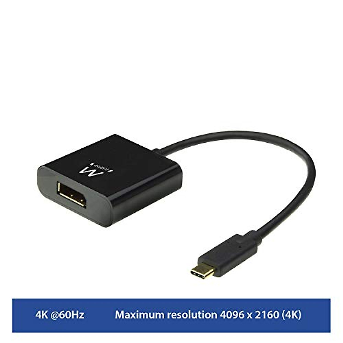 Ewent EW9825 USB-C to Displayport Cable, USB-C Displayport Cable Length 0,15m, 4K @ 60Hz USB-C Converter, Connect Additional Monitor to Laptop