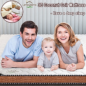 LZTENRETO Firm Coir Mattress, 3E Coconut Coir Mattress Pad, Quiet Coconut Palm Mattress, Thick Coir Mattress Pad in 6cm,9cm,11cm, Foldable (White-B,120x200x6cm(47"x80"x2.4"))