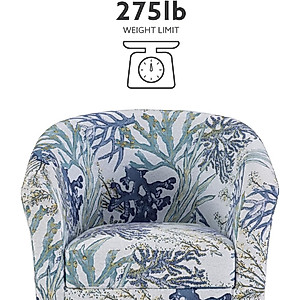 Linon Ivory and Blue Stephen Oceanside Upholstered Coastal Club Chair