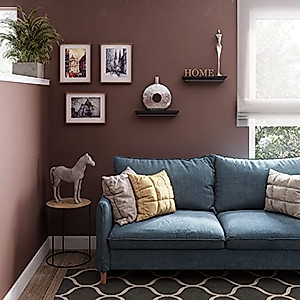 Ballucci Set of 2 Classic Floating Wall Shelves, Wooden Wall Mounted Ledges for Living Room, Bedroom, Bathroom, Kitchen, Office, 16 Inches - Black