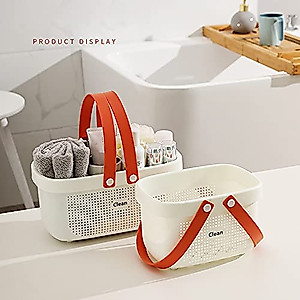 SOUJOY 2 Pack Plastic Basket with Handles, Portable Shower Caddy Basket, Caddy Storage Organizer for Shampoo, Conditioner, Lotion, Bathroom, College Dorm and Kitchen