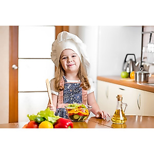 CRB Fashion Kids Cooking Baking Apron | Toddler, Little Girls, Cute Kitchen Chef Aprons (2 to 5 Years Old, Blue Blue)