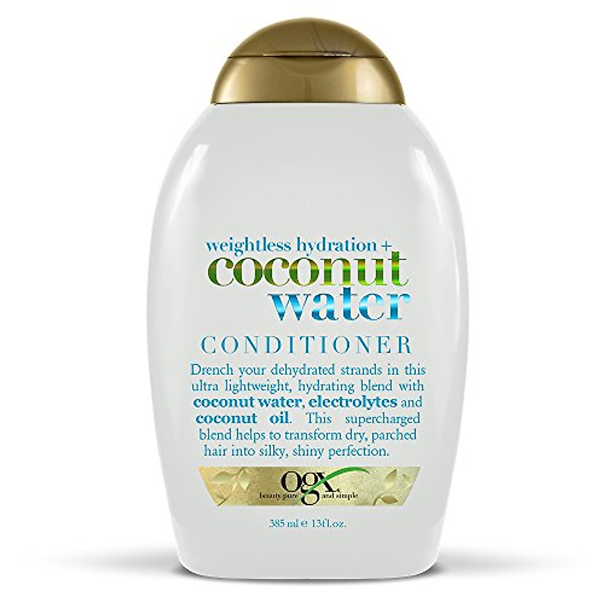 OGX Weightless Hydration + Coconut Water Conditioner, 13 Ounce Bottle Sulfate-Free Surfactants