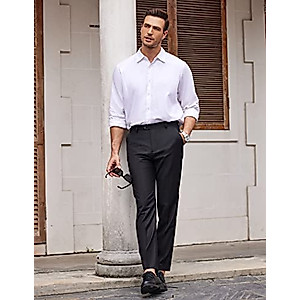 COOFANDY Men's Classic Fit Flat Front Dress Pants No Iron Premium Casual Pants