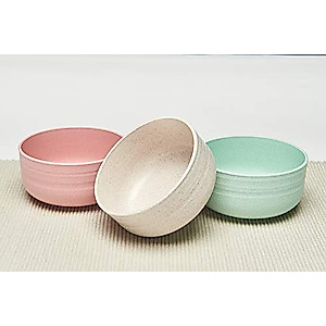 V TOWER Microwave Safe Bowls Set 13oz - 6 Wheat Straw Bowls Stylish Small Bowls Strong and Unbreakable for Dinner