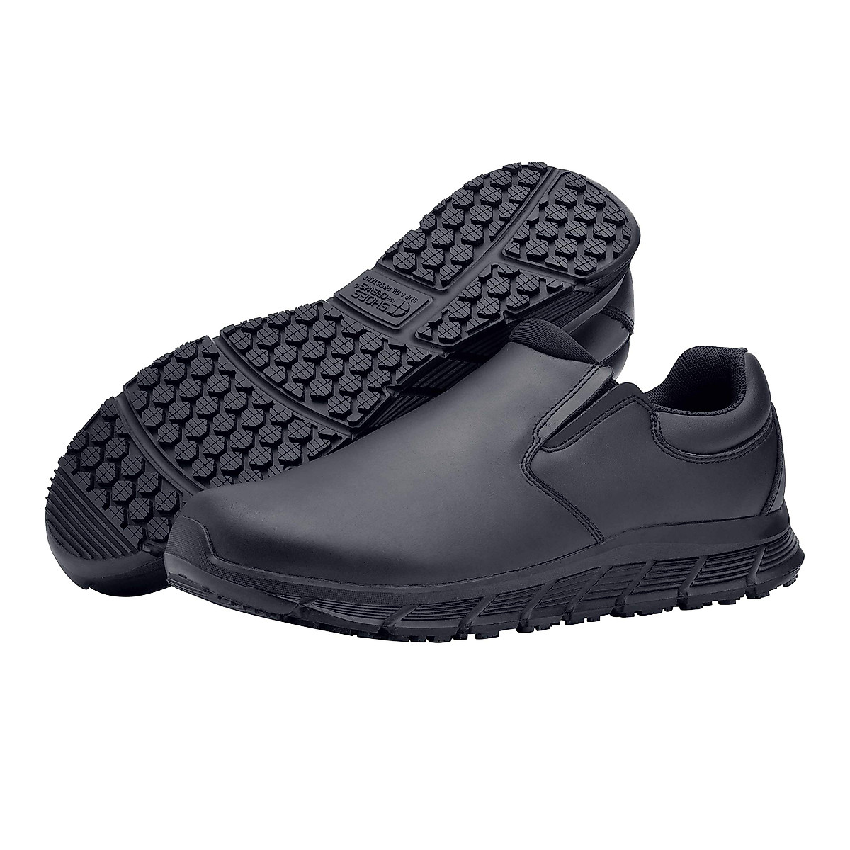 Shoes for Crews Cater II, Men's Non Slip, Slip On Shoes for Men, Water Resistant Mens Work Shoes - Med Comfortable Slip Resistant Work Shoes Men, Safety Footwear, Black, Size 7.5