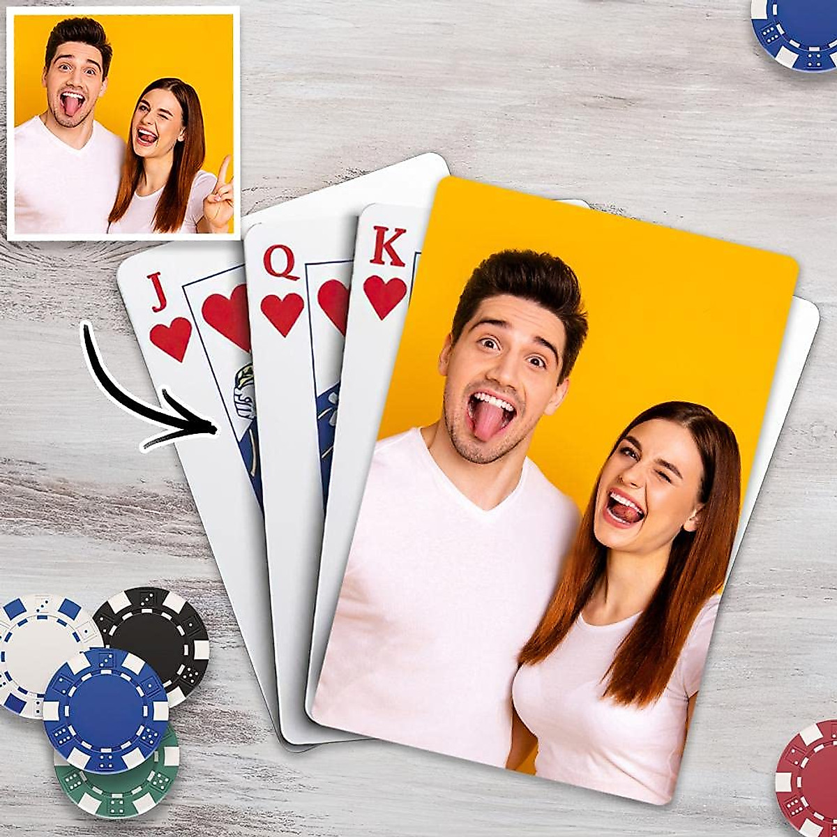 VEELU Custom Playing Cards Personalized Photo Playing Cards Customizable Your Image Casino Playing Cards (Poker Size Deck)
