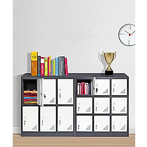 MAYROY Metal Locker Office Storage Locker Home Steel Locker School Storage Organizer, Storage Cabinet for Kids Students Employee (Gray, W6D)