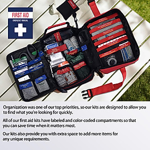 Advanced First Aid Kit, Comprehensive Trauma First Aid Kits with Labelled Compartments for Cars, Home, Office, Backpacking, Camping, Traveling, and Cycling - 230 Piece