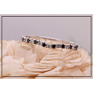 Dazzlingrock Collection Round Black Diamond & White Diamond Anniversary Band for Women (0.25 ctw) in 10K White Gold, Size 7