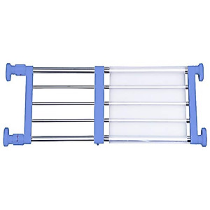 Hershii 1 shelves Closet Tension Shelf & Rod Expandable Metal Storage Rack Adjustable Organizer DIY Divider Separator for Cabinet Wardrobe Cupboard Kitchen Bathroom - Blue