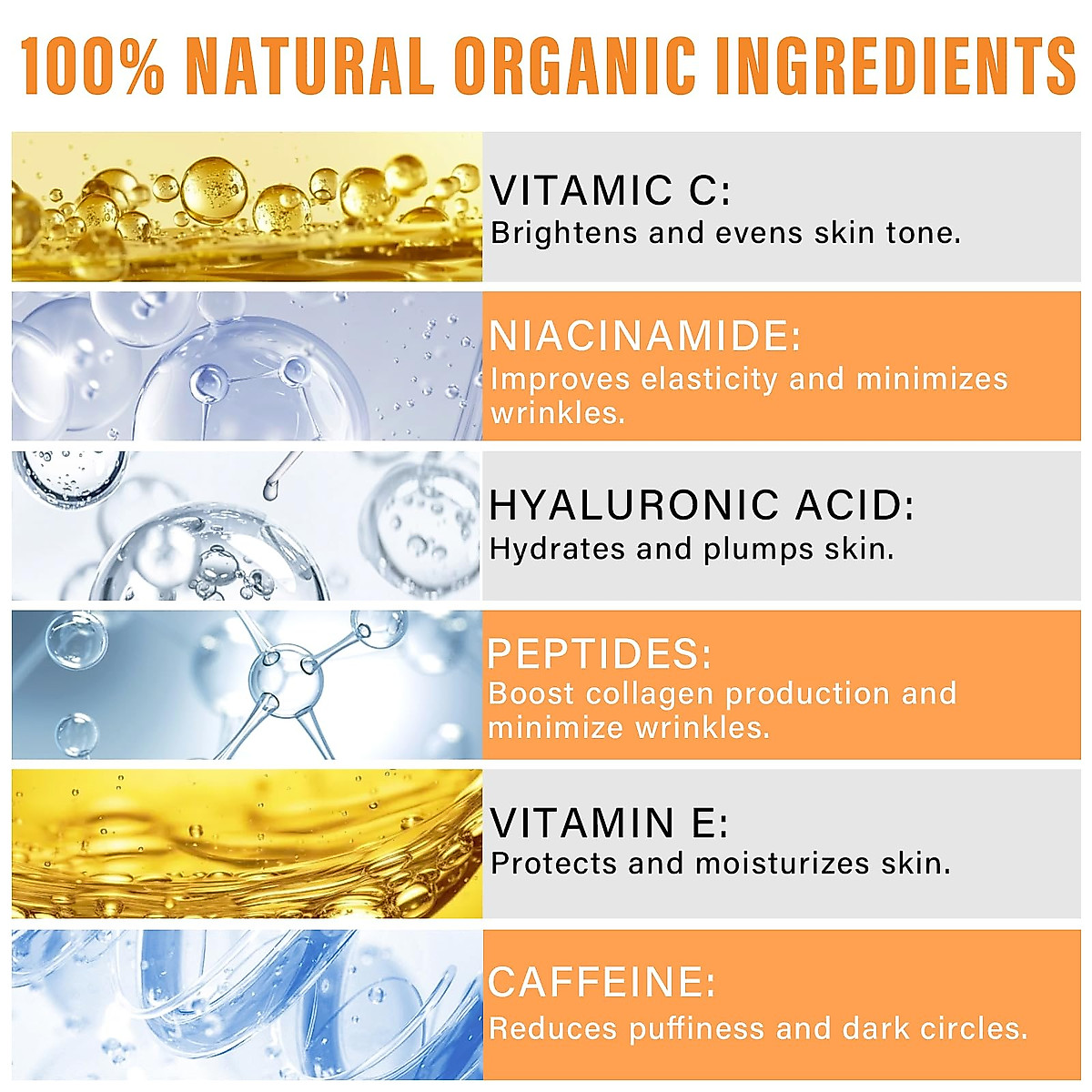 Vitamin C Serum for Face, Gentle Anti-Aging Facial Treatment with Hyaluronic Acid -Arouse Skin Energy, Firming & Hydrating, Improve Skin Luster