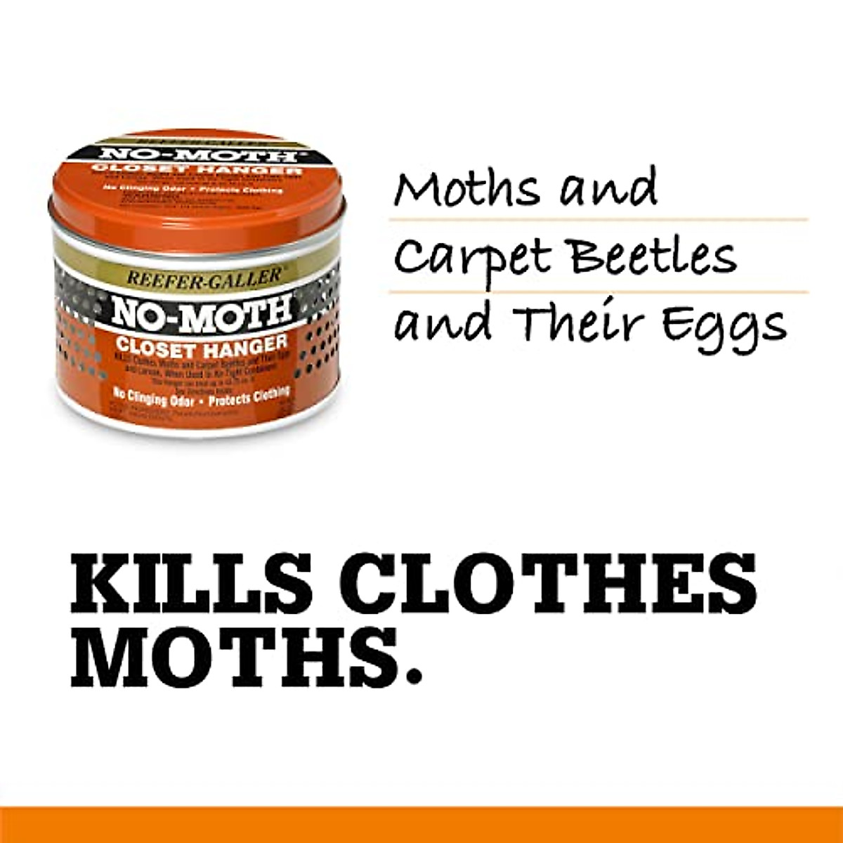 Reefer-Galler NO MOTH Closet Hanger, Kills Clothes Moths, Carpet Beetles, Eggs & Larvae, 3 Pack