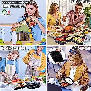 Meal Prep Container 3 Compartment, 50 Pack Meal Prep Containers with Lids, Large Food Storage Container 34oz Reusable Plastic Bento Box, Disposable Lunch To-Go Boxes, Dishwasher Freezer Microwave Safe