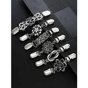 Hicarer 6 Pieces Vintage Shirt Dress Cardigan Clip, Waist Clip for Women, Sweater Shawl Brooch Jacket Clip for Clothing (Vintage Style)