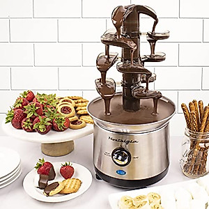 Nostalgia Electric Chocolate Fondue Fountain, 32-Ounce, 4 Tier Set, Fountain Machine for Cheese, Melting Chocolate, Liqueurs, Stainless Steel