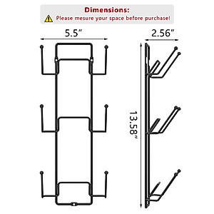 VZINO 2 Pack Pot Lid Organizer Rack for Cabinet Door/Wall, No Drilling Adhesive Wall/Door Mounted Pot and Pan Lid Holder, Metal with Powder Coating, Black