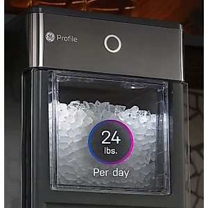 GE Profile Opal | Countertop Nugget Ice Maker with Side Tank | Portable Ice Machine with Bluetooth Connectivity | Smart Home Kitchen Essentials | Stainless Steel Finish | Up to 24 lbs. of Ice Per Day