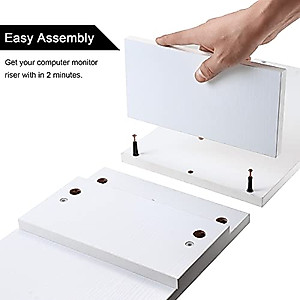 VLikeze White Monitor Stand Riser, 2 Tiers Computer Monitor Stand with Storage, Desktop Organizer Screen Shelf Laptop Riser Stand for Printer/TV/Notebook/PC, 16.5 Inches