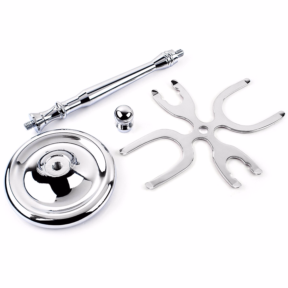 QSHAVE Deluxe 4 Prong Chrome Razor and Brush Stand, Prolong The Life of Your Shaving Brush