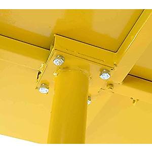 JEGS 200 LBS Capacity Rolling Work Table - Height Adjustable 33 Inches to 48 Inches - Rolling Tool Tray Uses Four 2.5” Caster Wheels - Includes One Tool Tray Table Liner - Yellow Powder Coated Steel