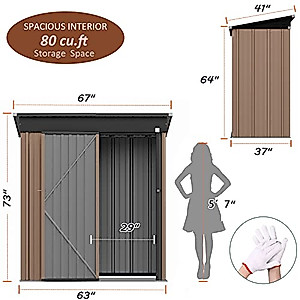 Amopatio Outdoor Storage Shed 5x3 Feet, Heavy Duty Metal Sheds, Waterproof Tool Shed for Garden, Backyard