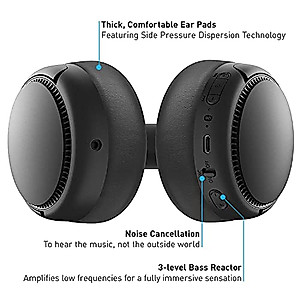 Panasonic RB-M700B Deep Bass Wireless Bluetooth Immersive Headphones with XBS DEEP, Bass Reactor and Noise Cancelling (Black) (Renewed)