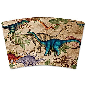 Mugzie Jungle Dinosaurs Travel Mug with Insulated Wetsuit Cover, 16 oz, Black