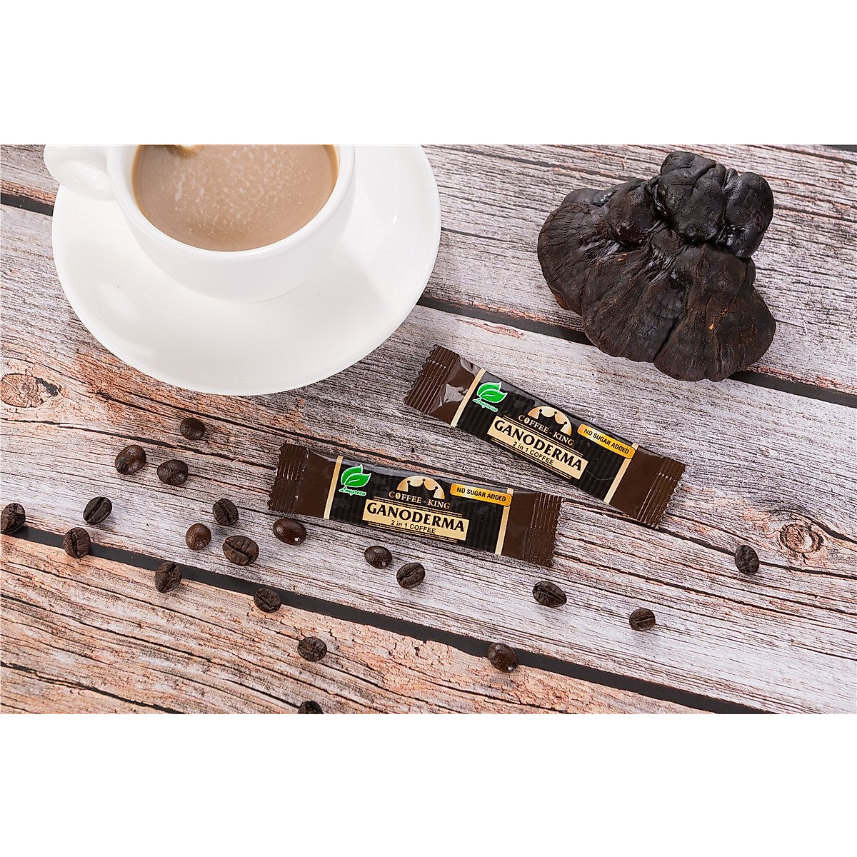 Ganoderma Reishi Coffee Mix, Instant 2-in-1 Mushroom Coffee with All Natural Ganoderma Lucidum. A Non Sugar Dietary Supplement To Replace Regular Coffee - 30 sachets