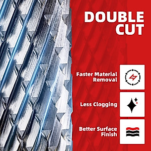 EZARC Tungsten Carbide Rotary Burr Bit, SB-5 Double Cut Carbide Burr 1/4" Shank Die Grinder Cutting Burrs Bit for Metal Working & Sturdy Storage Case