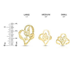 Floreo 10k Yellow Gold Cursive initial and Heart Ring, Letter J, Size 7.5 (Medium)