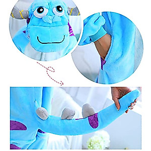 ALITERCY Sulley Sullivan Unisex Adult Pajamas, One Piece Animal Cosplay Costume Halloween/Christmas Winter Home Wear Blue