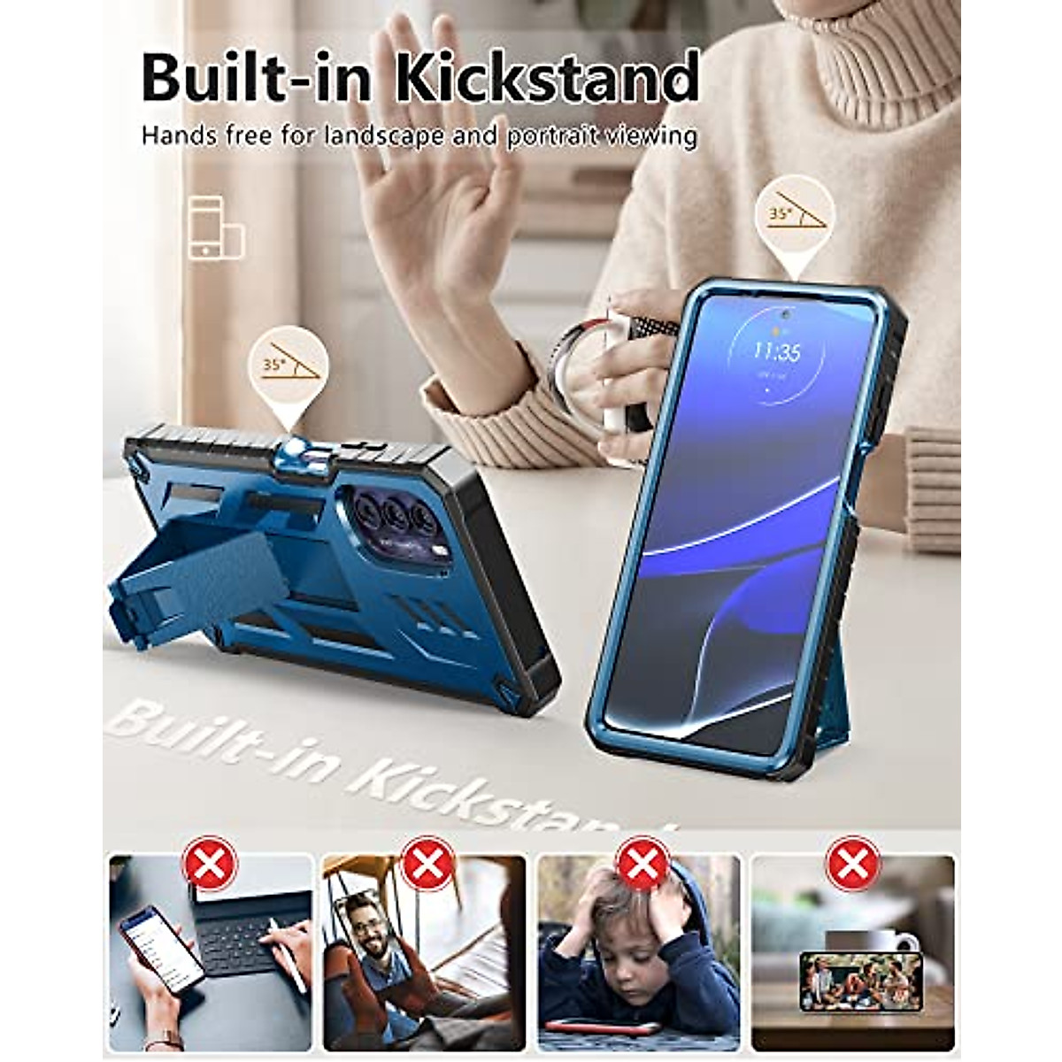 SOiOS for Moto G-Stylus 5G 2022 Case: Shockproof Rugged Protection Cover with Kickstand | Matte Textured Drop Proof TPU | Military Grade Protective Phone Case for Motorola G Stylus 5G 2022(NOT 4G)