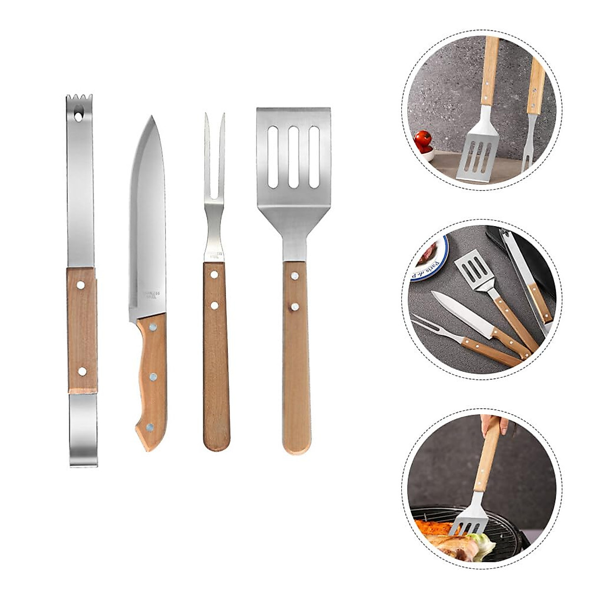 1 Set Bbq Tool Barbecue Grill Cutter Spatula Bbq Barbecue Grill Tool Kit Camping Cooking Utensils Bbq Grilling Kit Grill Accessories Tools Grilling Tongs Outdoor Barbecue Tools