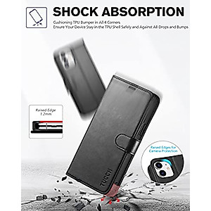 TUCCH Wallet Case for iPhone 12 Pro/iPhone 12 5G, RFID Blocking Card Slot Stand [Shockproof TPU Interior Case] PU Leather Magnetic Protect Flip Cover Compatible with iPhone 12/12 Pro 6.1-inch, Black