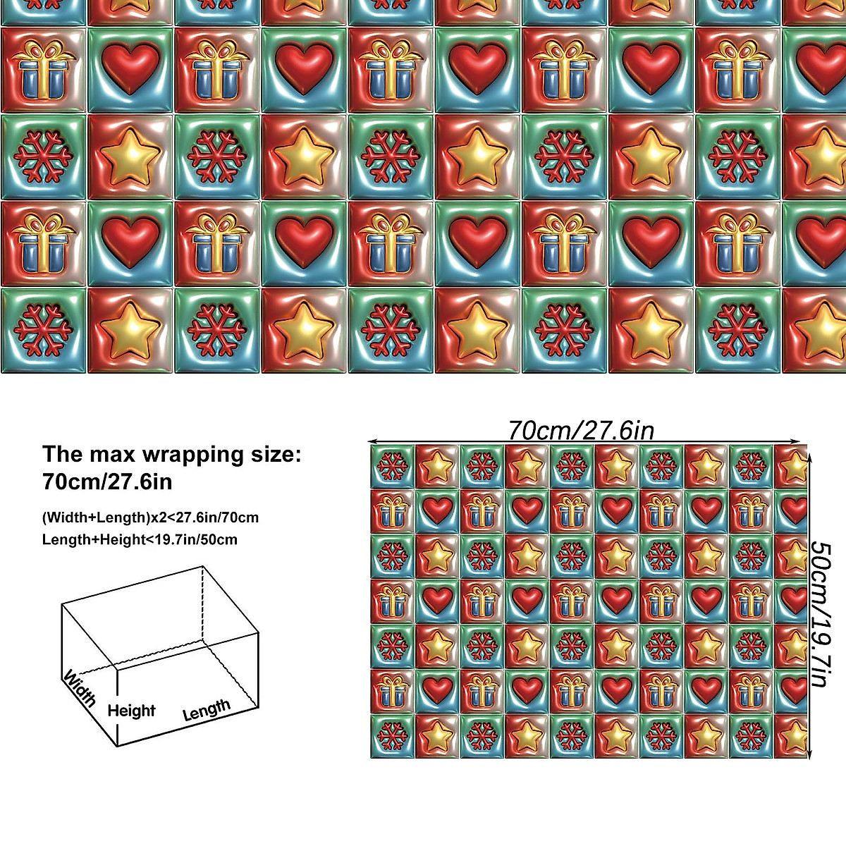 Dtiafu Stereoscopic Christmas Wrapping Paper Bundle - Unique Xmas Design with Snowman Merry Christmas - 20 x 28 Inch Per Sheet(8 Pcs)